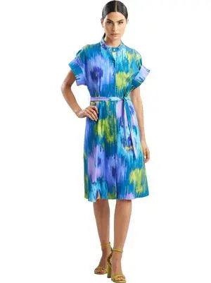 Natori Multi Floral Shirtdress - Blue