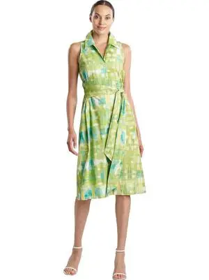 Natori Plaids Cotton Poplin Halter Dress - Green