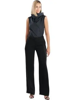 Natori Stretch Crepe Straight Leg Pants - Black