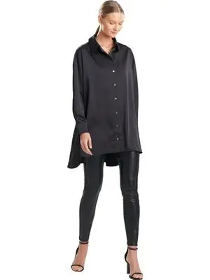 Natori Luxe Charmeuse Shirt - Black