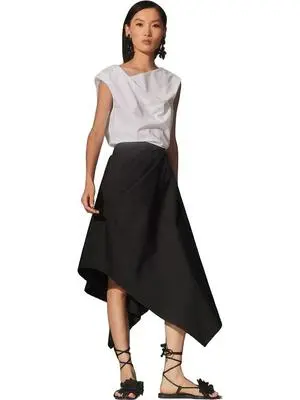 Natori Tech Cotton Taffeta Asymmetrical Skirt - Black