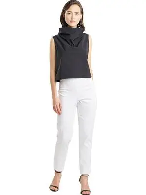 Natori Techno Poplin Cowl Top - Black