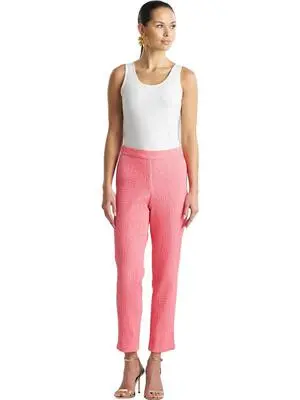 Natori Textured Cotton Jacquard Ankle Pants - Pink