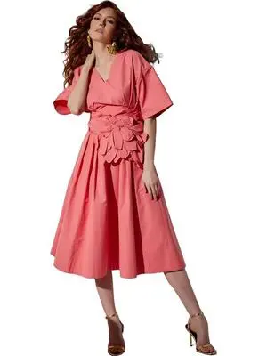 Natori Tech Cotton Taffeta V-neck Dress - Pink