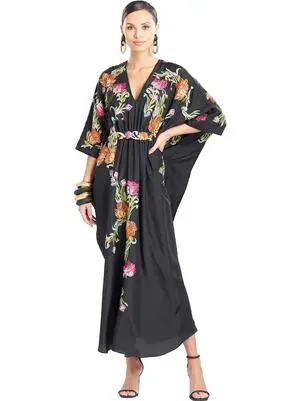 Natori Couture Shinjo Embroidered Caftan - Black