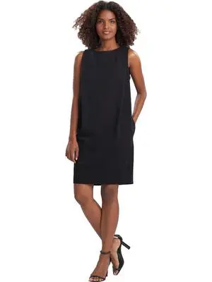 Natori Light Weight Ponte Pleated Shift Dress - Black
