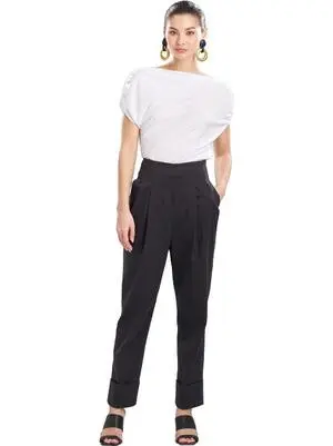 Natori Cotton Blend High-waisted Chino Pants - Black
