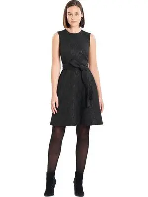 Natori Metallic Jacquard Fit & Flare Dress - Black