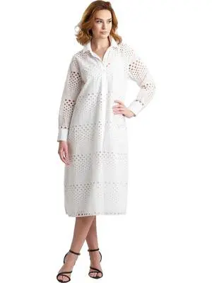 NATORI Natori Round Eyelet Oversized Shirtdress