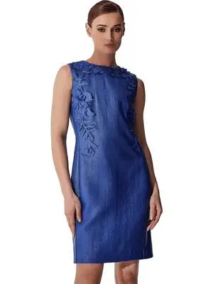 Natori Embellished Raffia Sheath Dress - Blue