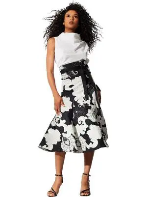 Natori Cressida Applique Flair Skirt - Black