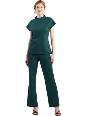 Natori Double Jersey Funnel Neck Top - Green