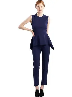 Natori Compact Knit Peplum Top - Navy / Blue