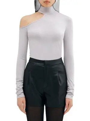 MARCELLA Elmhurst Cutout Turtleneck Top - Storm Gray