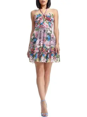 Dress The Population Trixie Floral Embroidered Mini Dress - Blush Multi
