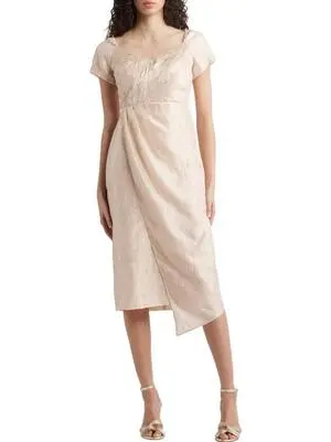 TAHARI ASL Crinkle Satin Dress - Champagne