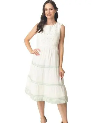 RAAS Saloni Tiered Midi Dress - Off-white