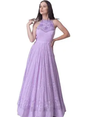 RAAS Maisa Embroidered High Neck Gown - Lilac