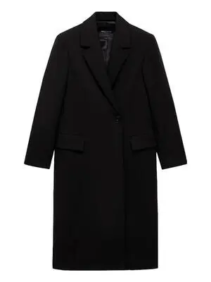 Mango Structured Longline Coat - Black
