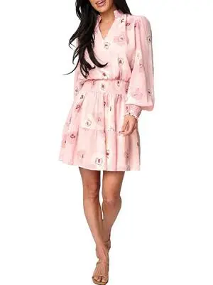 GIBSONLOOK Nasreen Floral Long Sleeve Dress - Misty Rose Floral