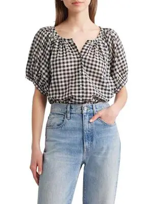 DÔEN June Gingham Top - Noir Greta Gingham