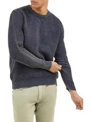 Wrangler Wrangler Honeycomb Stitch Crewneck Sweater Navy