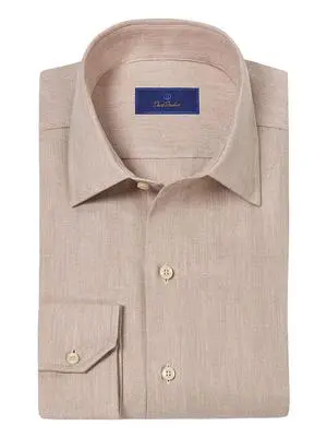 David Donahue Regular Fit Herringbone Sport Shirt - Dune