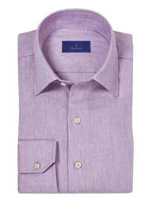 David Donahue Regular Fit Herringbone Sport Shirt - Lilac