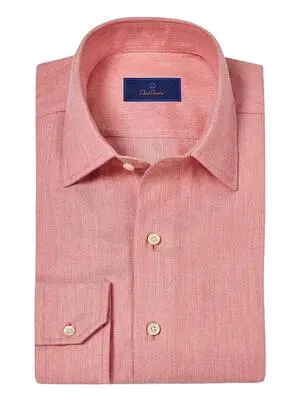 David Donahue Regular Fit Herringbone Sport Shirt - Nantucket