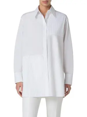 Akris Oversized Pleated Panel Cotton Voile Shirt - Pure White