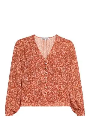 Veronica Beard Calvin Printed Blouse - Dark Persimmon Multi