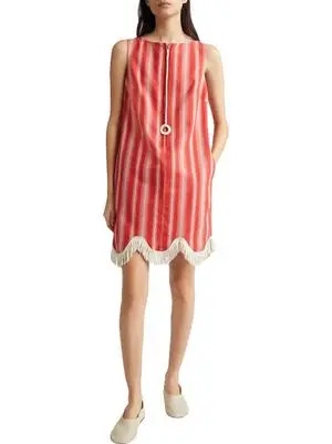 BODE Bode Parasol Stripe Cotton Shift Dress