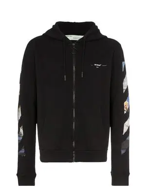 Off-White Diag Multicolour Zipped Hoodie - Black