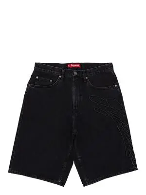 Supreme Script Baggy Denim Shorts - Black