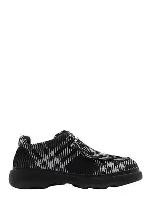 Burberry Checked Round-toe Derby Sneakers - Black/white