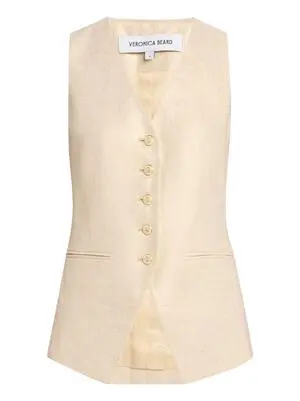 Veronica Beard Liff Linen Vest - Gold