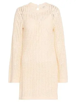 FRAME Crochet Bell Sleeve Sweater Dress - Alabaster