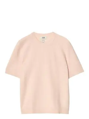 Cos Textured Knitted Cotton T-shirt - Orange