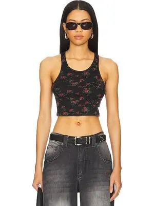 Alexander Wang Cropped Classic Racer Tank - Washed Black Multi