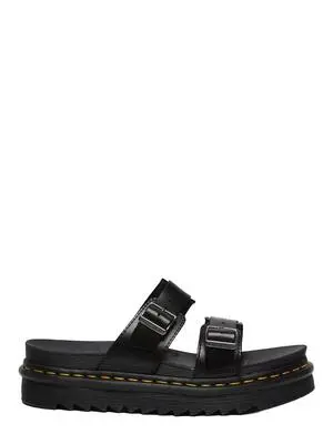Dr. Martens Myles Brando Leather Buckle Slide Sandal - Black