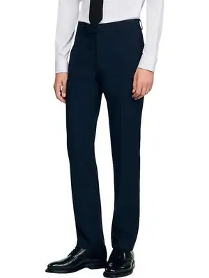 Sandro Wool Suit Trousers - Navy Blue