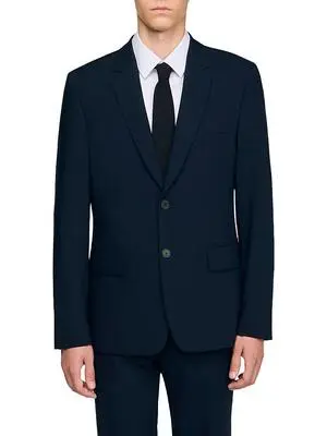 Sandro Wool Suit Jacket Blazer - Navy Blue