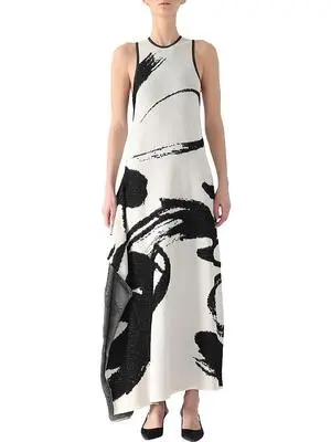 JASON WU Asymmetric Maxi Dress - Calico/black