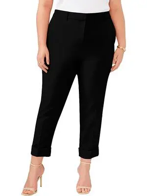 Vince Camuto Plus Wide Cuff Cropped Trousers - Rich Black