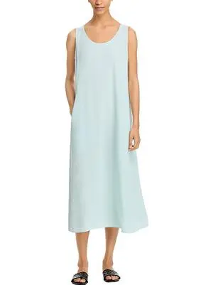 Eileen Fisher Silk Scoop Neck Midi Dress - Clearwater