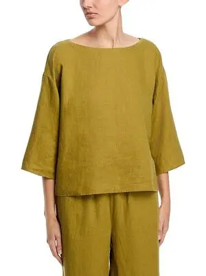 Eileen Fisher Linen Boat Neck Top - Corin