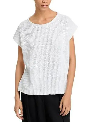 Eileen Fisher Ballet Neck Cotton Sweater - White