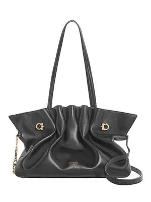 FERRAGAMO Soft Leather Shoulder Bag - Nero