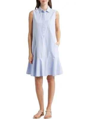 BEACHLUNCHLOUNGE Marina Sleeveless Shirtdress - Blue Oxford