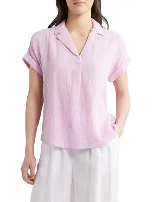 BEACHLUNCHLOUNGE London Cotton Gauze Popover Top - Lilac Pink